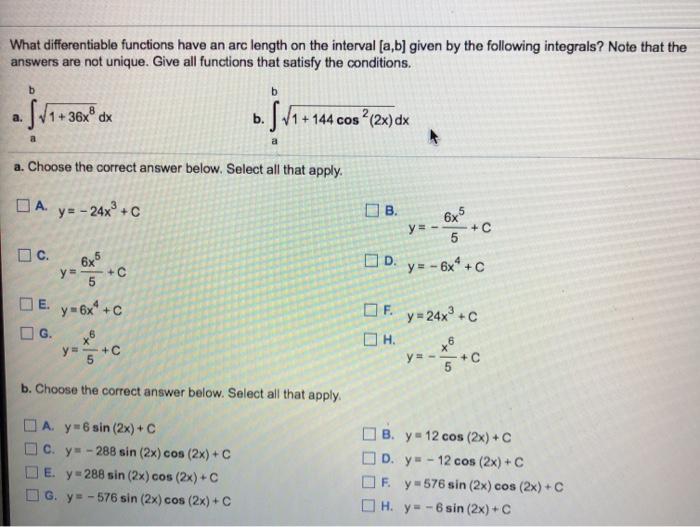 Solved What differentiable functions have an arc length on | Chegg.com