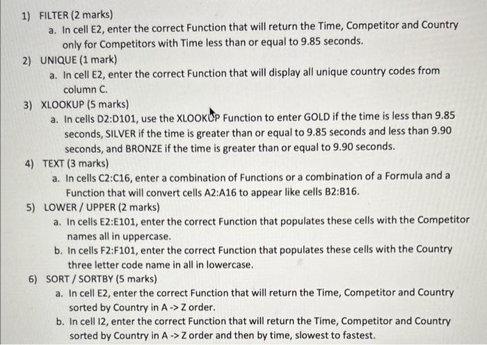 Solved hello, below are Excel questions in which I'm | Chegg.com