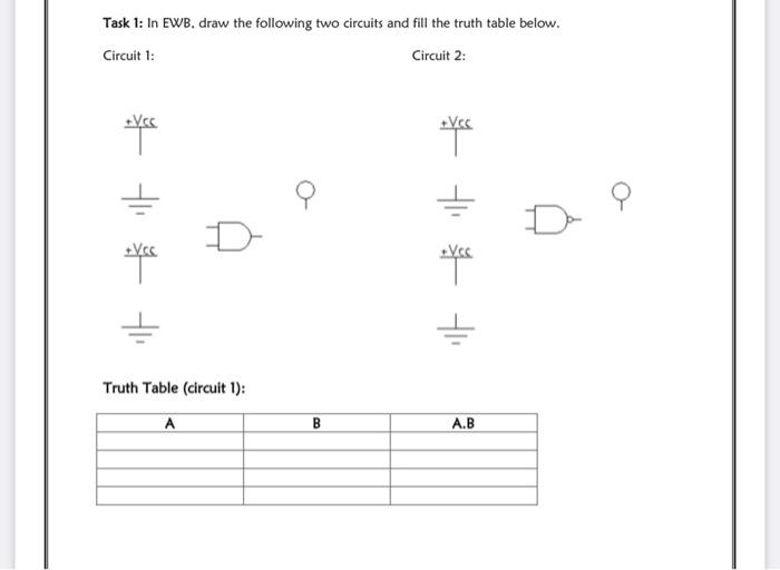 Solved Task 1: In EWB. draw the following two circuits and | Chegg.com