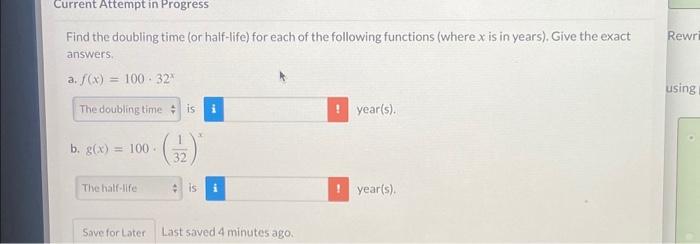 Solved Current Attempt in Progress Find the doubling time | Chegg.com