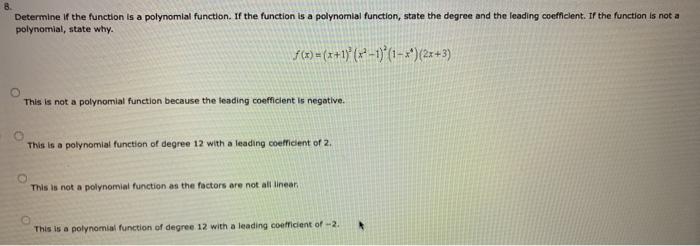 Solved B Determine if the function is a polynomial function. | Chegg.com