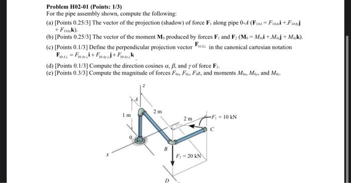 Solved Problem H02-01 (Points: 1/3) For the pipe assembly | Chegg.com