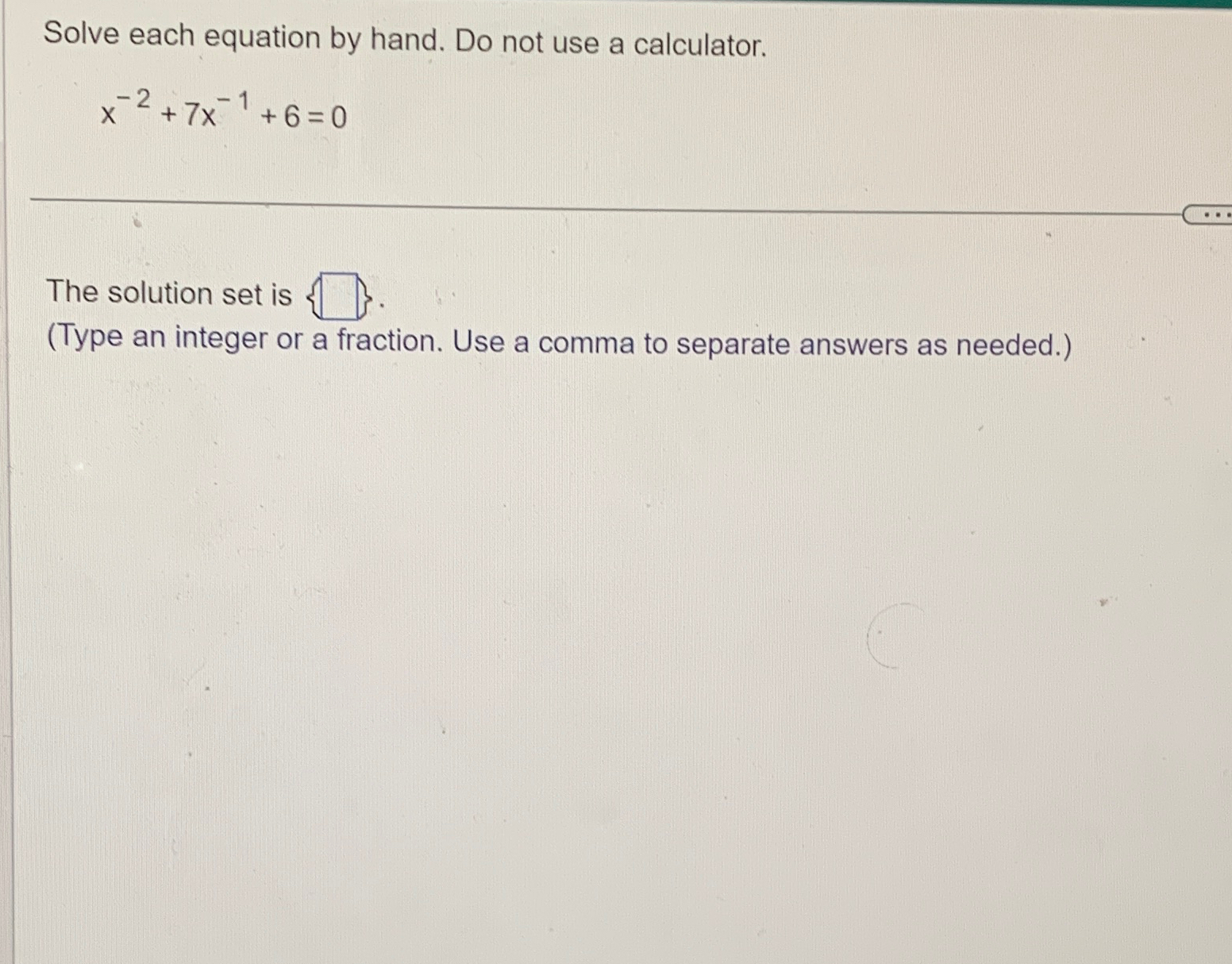 Solved Solve each equation by hand. Do not use a | Chegg.com