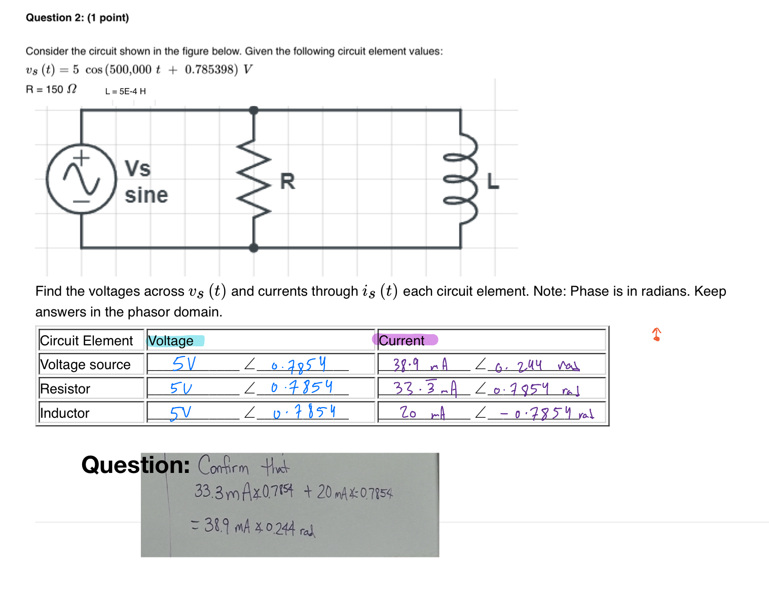 Solved Question 2: (1 ﻿point)Consider the circuit shown in | Chegg.com