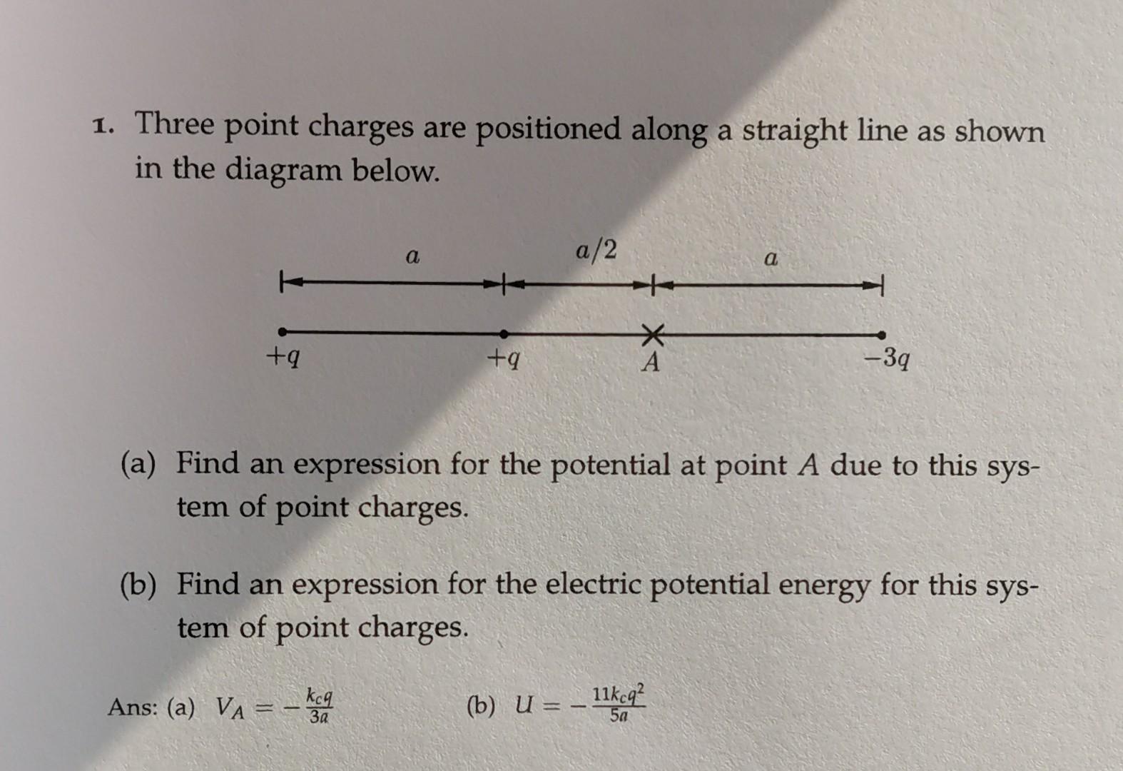Solved 1. Three point charges are positioned along a | Chegg.com