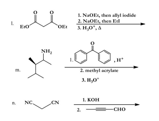 Solved 1. 1. NaOEt, then allyl iodide 2. NaOEt, then EtI 3. | Chegg.com