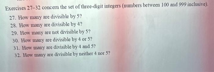 Solved Exercises 27 32 Concern The Set Of Three Digit 
