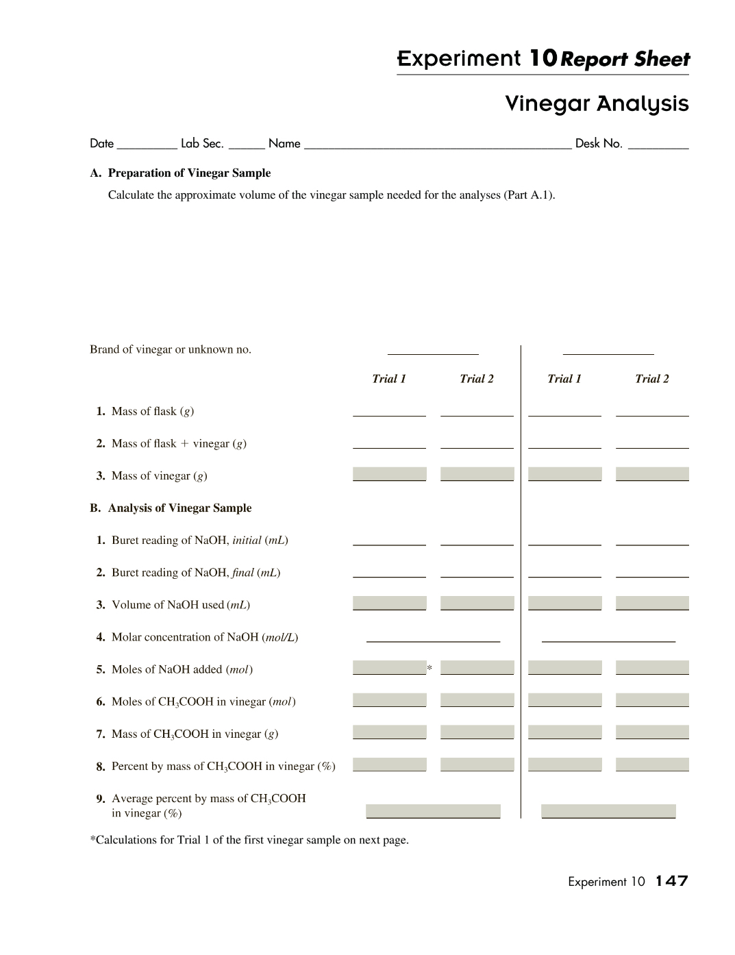 Experiment 10 Report SheetVinegar AnalysisDateLab | Chegg.com Experiment 10 Report SheetVinegar AnalysisDateLab | Chegg.com