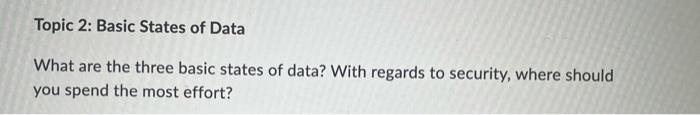 Solved Topic 2: Basic States of Data What are the three | Chegg.com