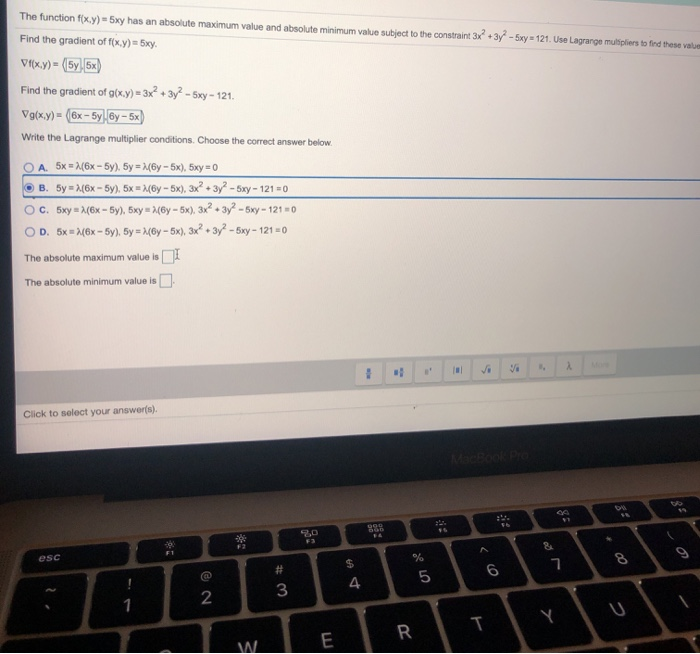 Solved The function fxy) - 5xy has an absolute maximum value | Chegg.com