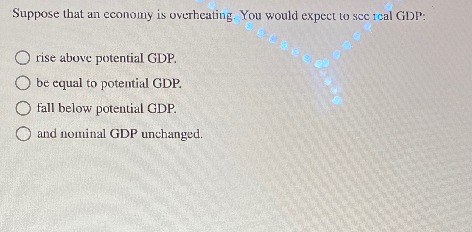 Solved Suppose that an economy is overheating. You would | Chegg.com