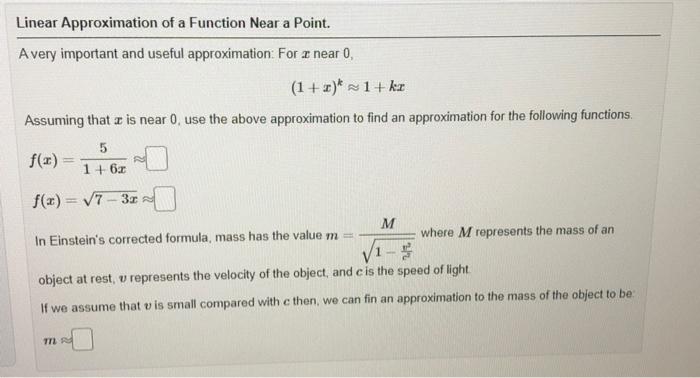 Solved A very important and useful approximation: For x near | Chegg.com