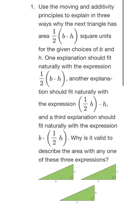 Solved 1. Use the moving and additivity principles to | Chegg.com