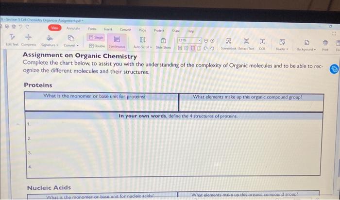 Solved Cell Chemistry Organizer Complete the charts below to | Chegg.com