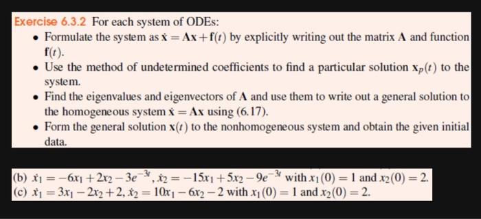 Solved Exercise 6.3.2 For each system of ODEs: - Formulate | Chegg.com