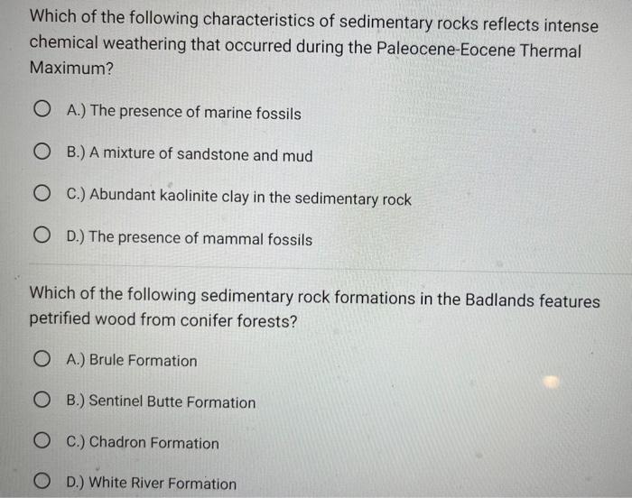 Solved Which of the following characteristics of sedimentary | Chegg.com