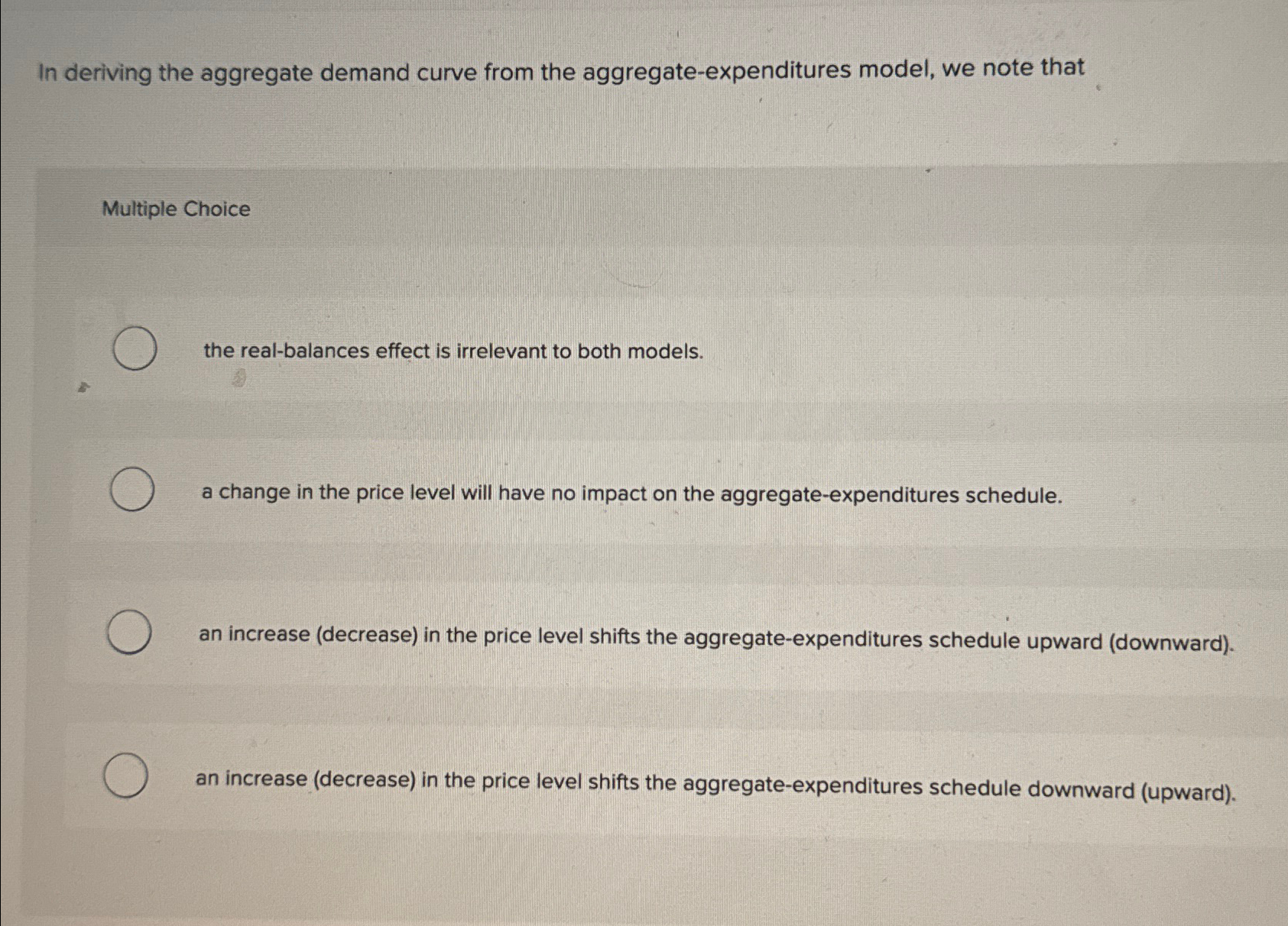 Solved In deriving the aggregate demand curve from the | Chegg.com