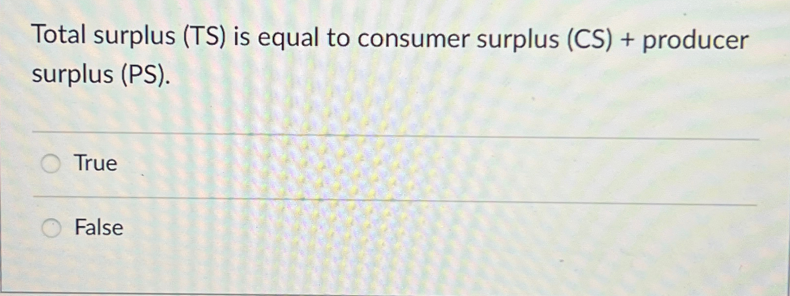 Solved Total surplus (TS) ﻿is equal to consumer surplus | Chegg.com