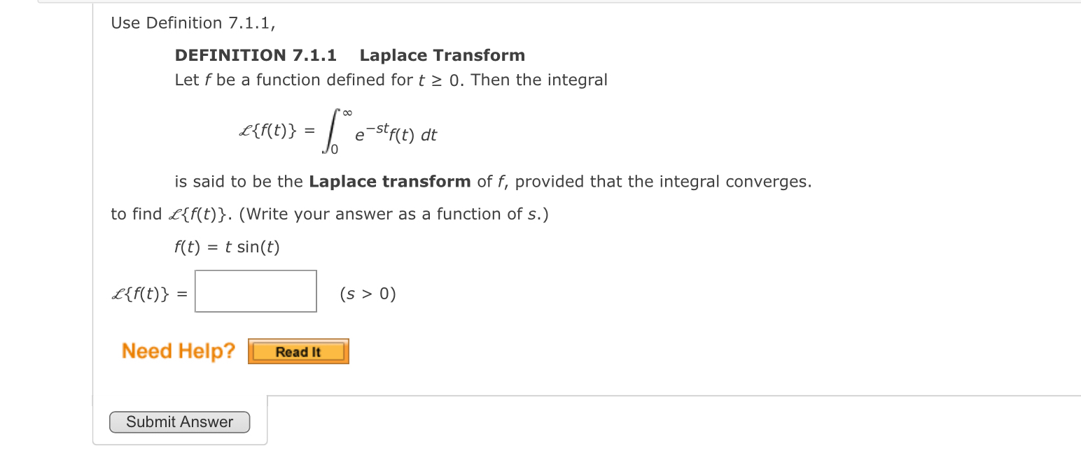 Solved Use Definition 7.1.1,DEFINITION 7.1.1 Laplace | Chegg.com Solved Use Definition 7.1.1,DEFINITION 7.1.1 Laplace | Chegg.com