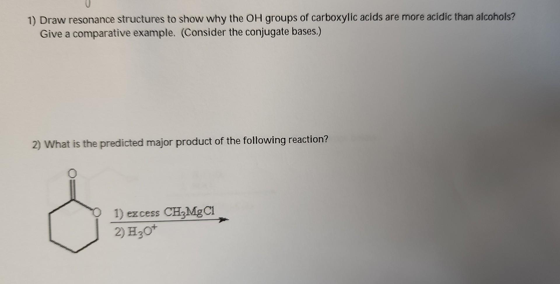 Solved 1) Draw resonance structures to show why the OH | Chegg.com
