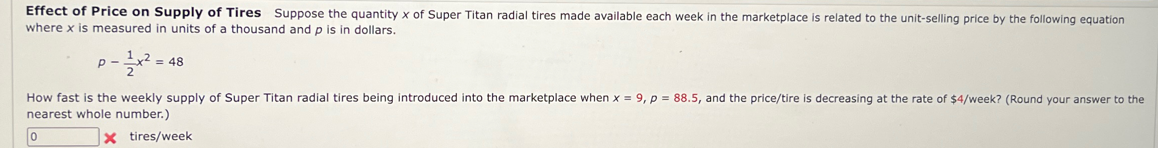 Solved Effect of Price on Supply of Tires Suppose the | Chegg.com