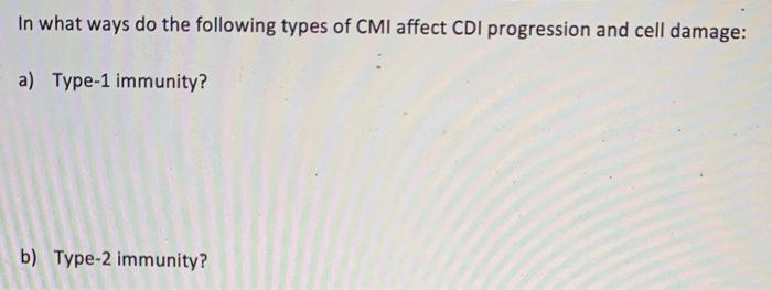 Solved In what ways do the following types of CMI affect CDI | Chegg.com