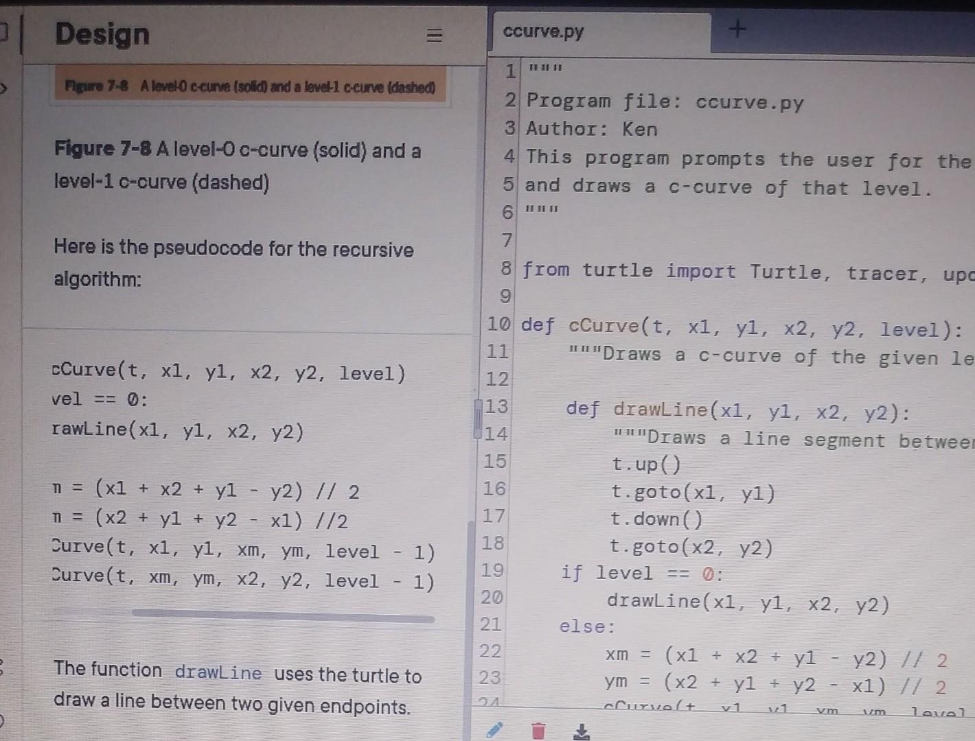 2 Program file: ccurve.py Summary 3 Author: Ken 4 | Chegg.com