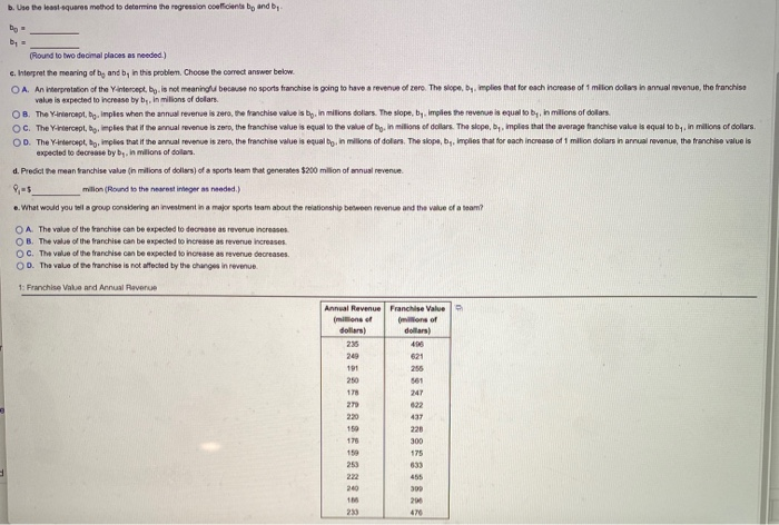 Solved b. Use the s quare method to determine the regression | Chegg.com