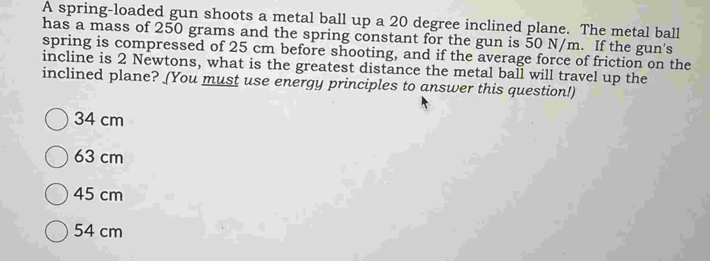 Solved A spring-loaded gun shoots a metal ball up a 20 | Chegg.com