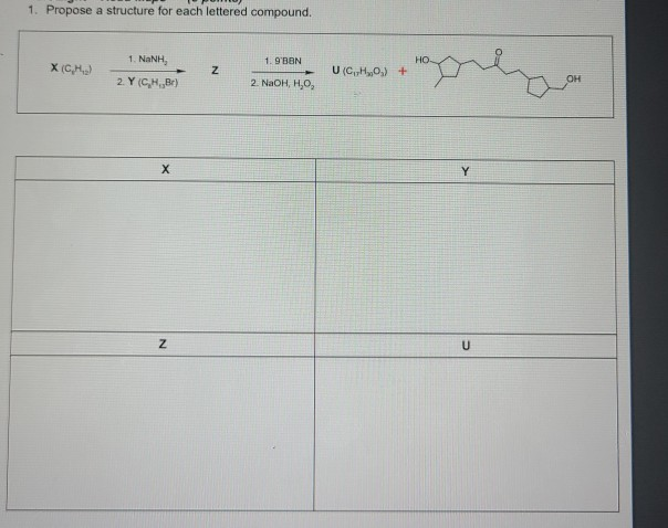 Solved 1. Propose a structure for each lettered compound. 1. | Chegg.com