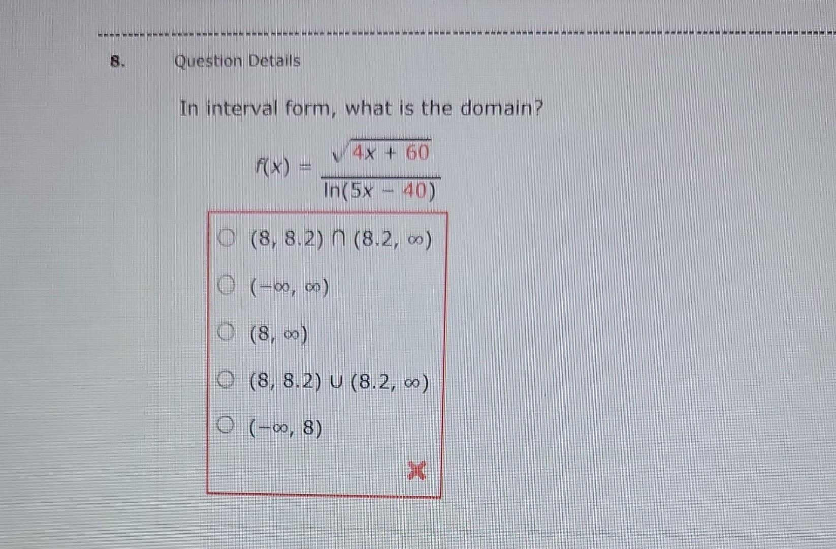 Solved In interval form, what is the domain? | Chegg.com