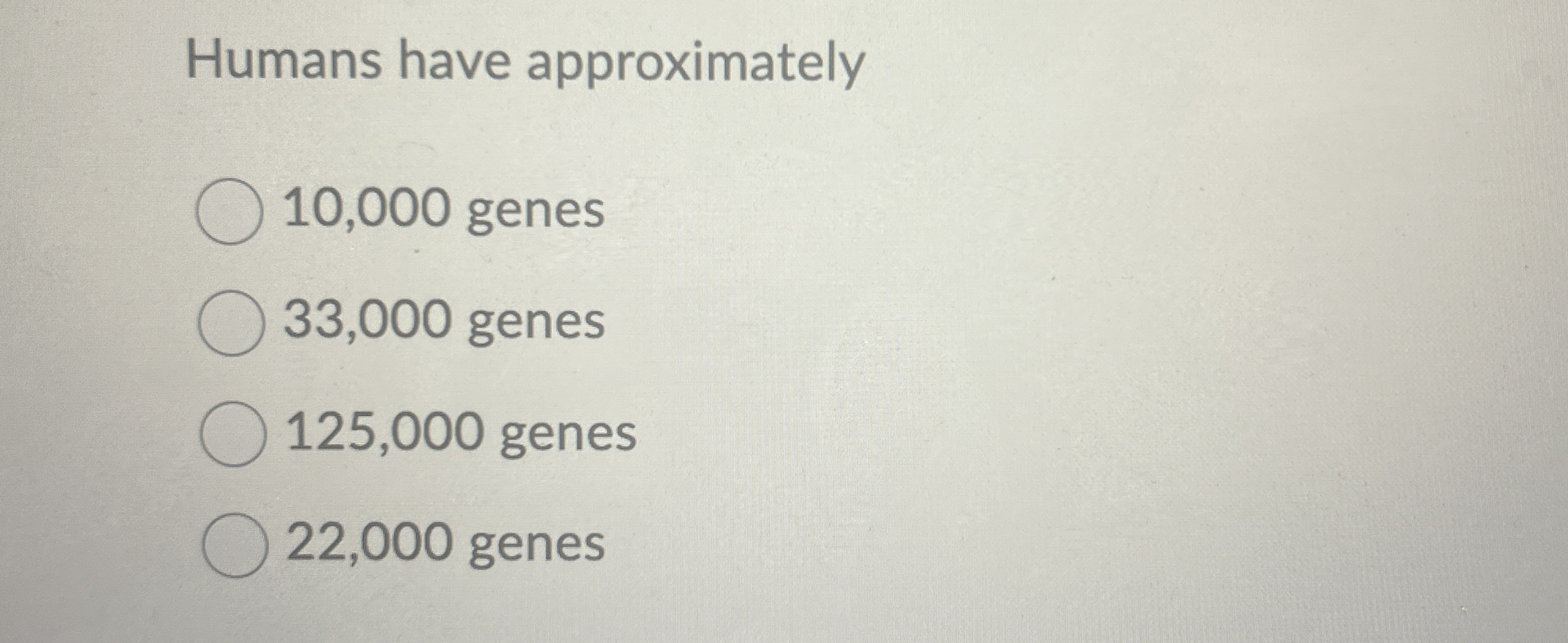 Solved Humans have approximately10,000 ﻿genes33,000 | Chegg.com
