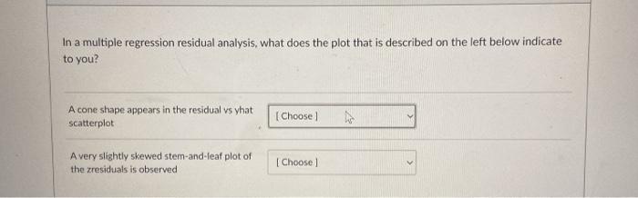 Solved In a multiple regression residual analysis, what does | Chegg.com