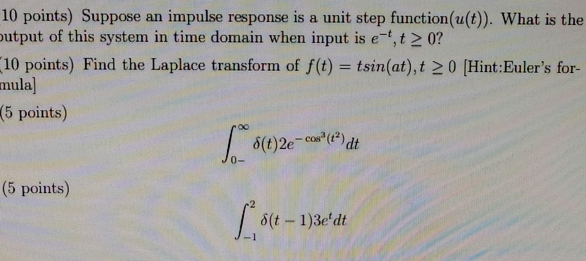 Solved 10 points) Suppose an impulse response is a unit step | Chegg.com