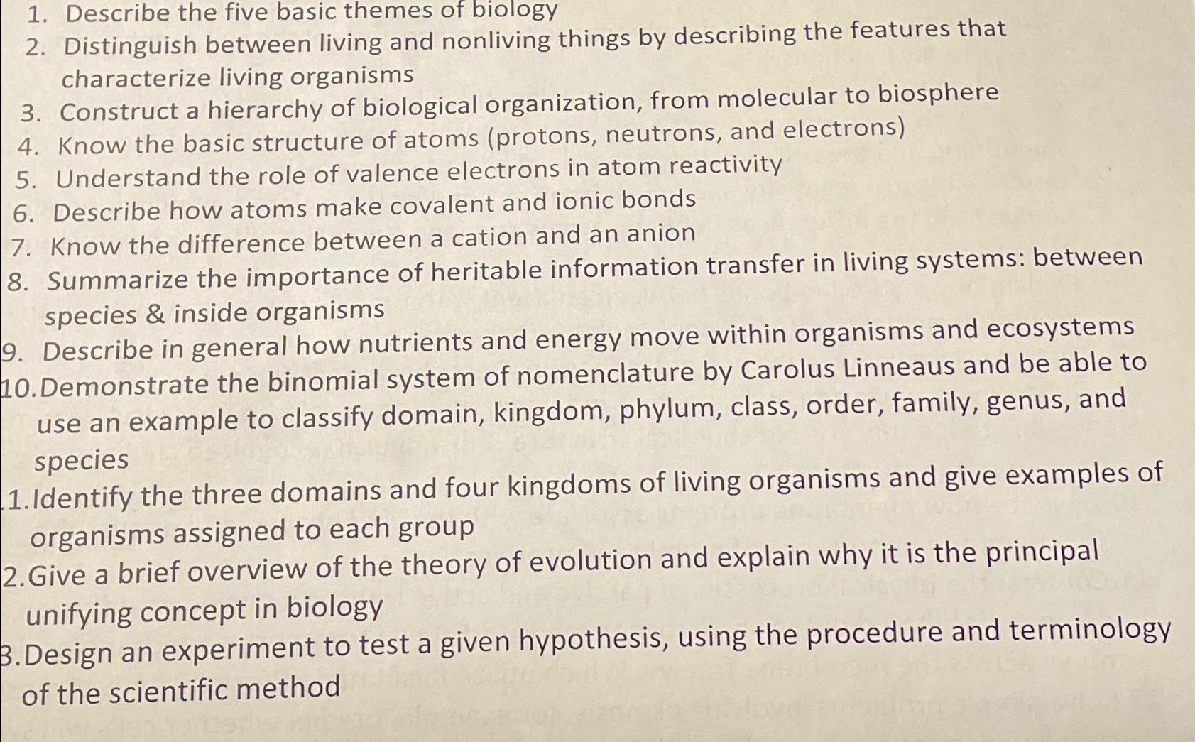 Solved Describe the five basic themes of biologyDistinguish | Chegg.com