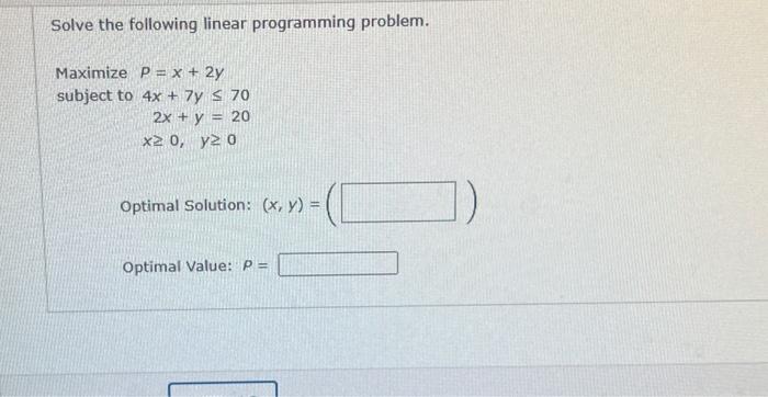 Solved Solve the following linear programming problem. | Chegg.com