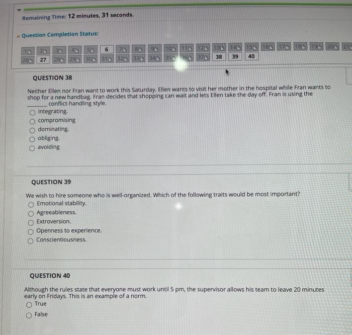 Solved Remaining Time: 12 minutes, 31 seconds. Question | Chegg.com