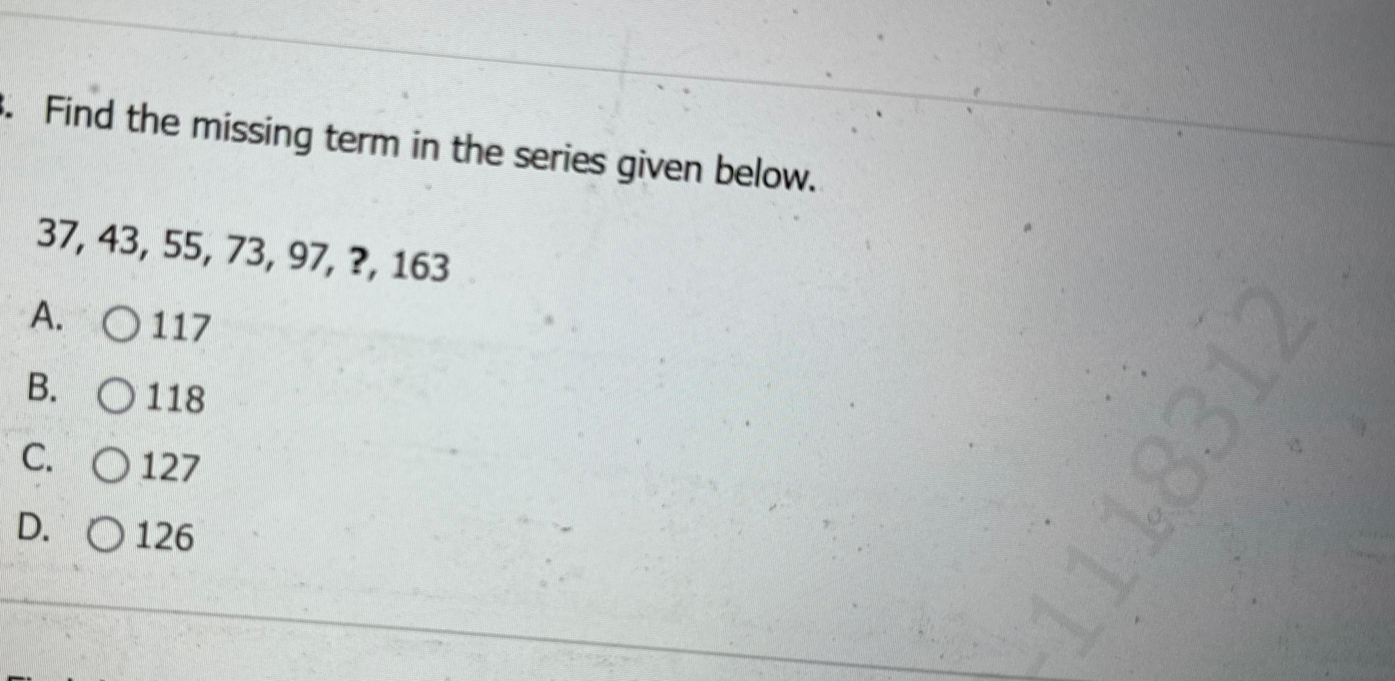 Solved Find the missing term in the series given | Chegg.com