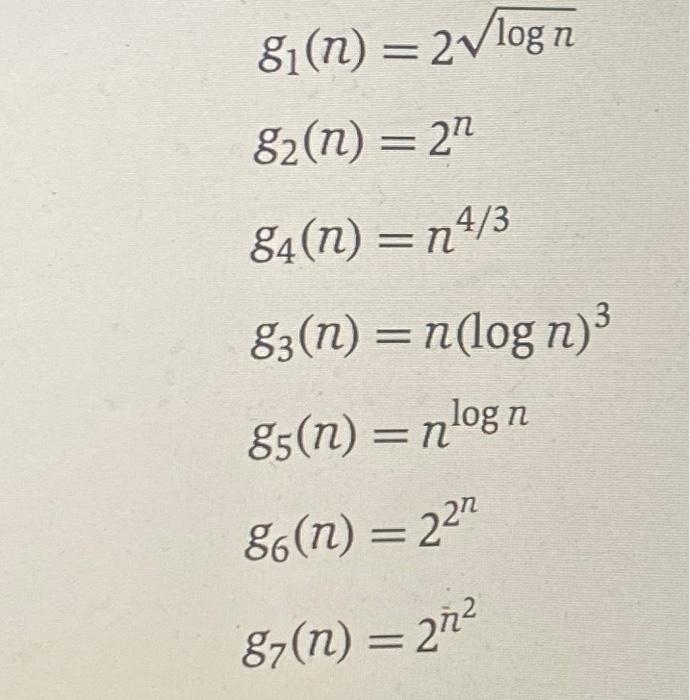 Solved Take the following list of functions and arrange them | Chegg.com