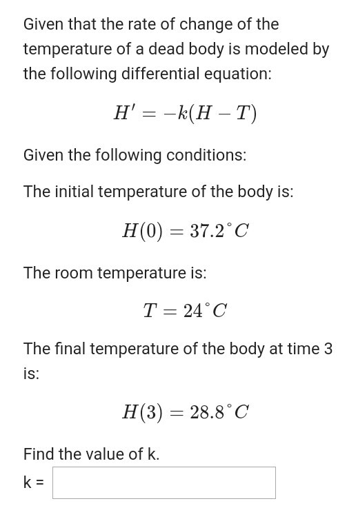 Solved Given that the rate of change of the temperature of a | Chegg.com