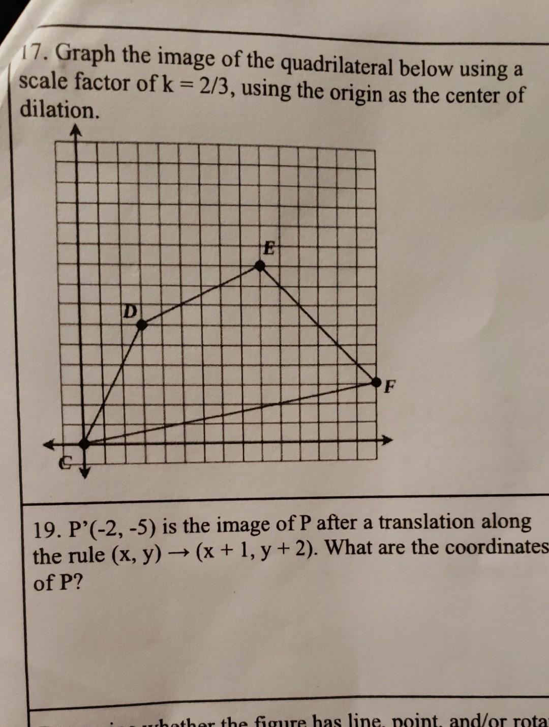 Solved 17. Graph the image of the quadrilateral below using | Chegg.com