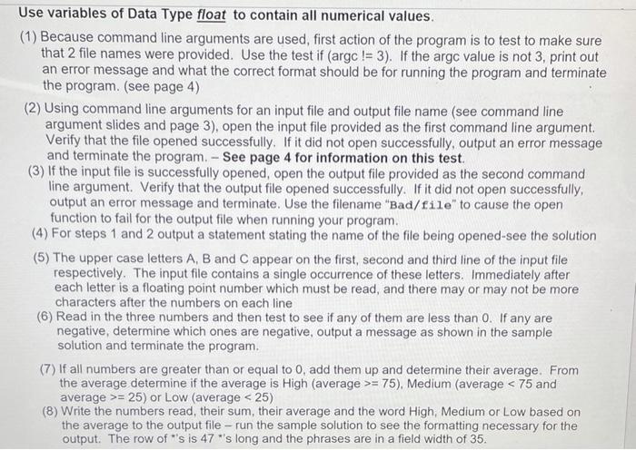 Solved Use variables of Data Type float to contain all | Chegg.com