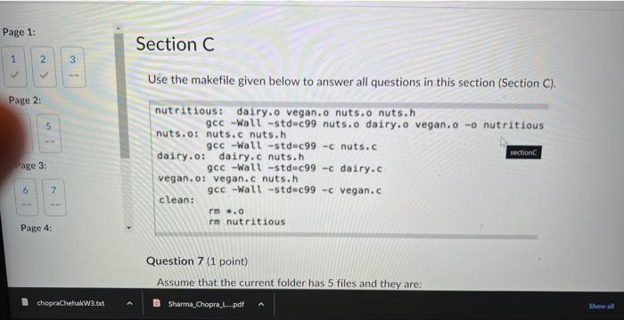 Solved Page 1: Section C Use the makefile given below to | Chegg.com