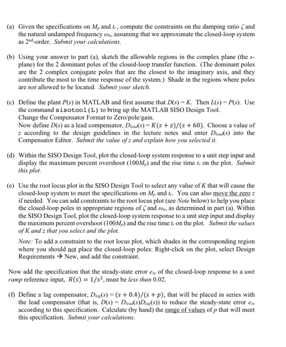 Problem 2: Compensator Design using the Root Locus - | Chegg.com