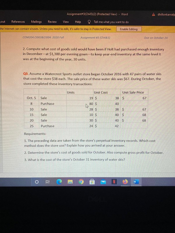 Assignment=3(Ch45)(2) (Protected View) - Word A | Chegg.com