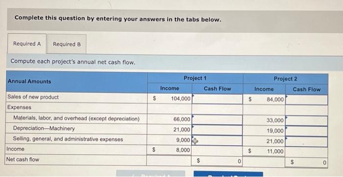 Information for two alternative projects involving | Chegg.com