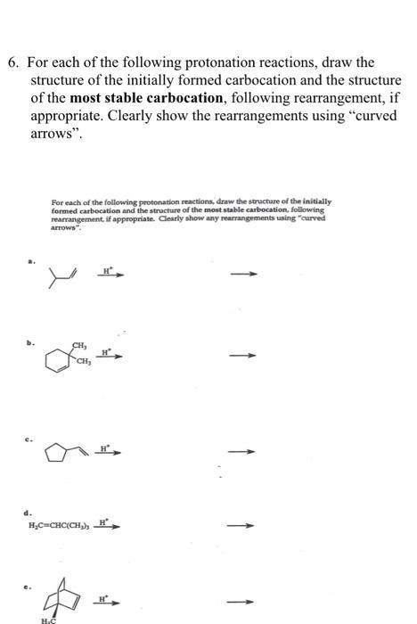 Solved 6. For each of the following protonation reactions, | Chegg.com