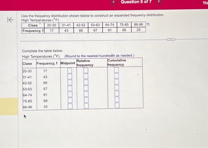 Solved K Use the frequency distribution shown below to | Chegg.com