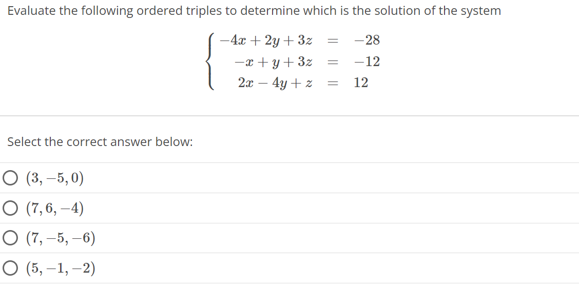 Solved Evaluate the following ordered triples to determine | Chegg.com