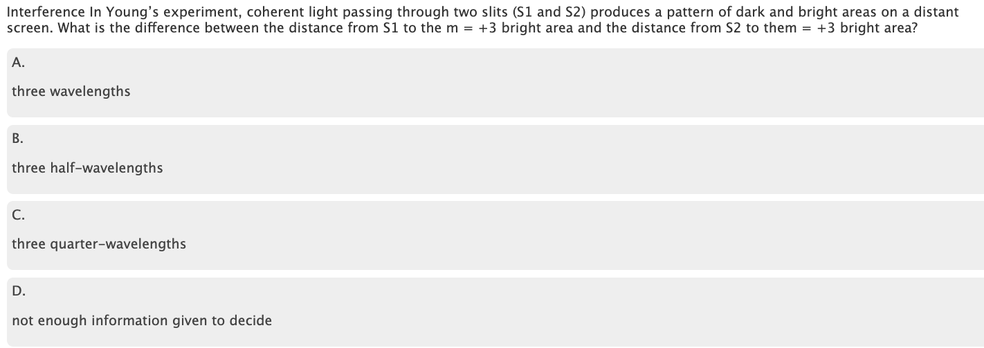 Solved Interference In Young's experiment, coherent light | Chegg.com